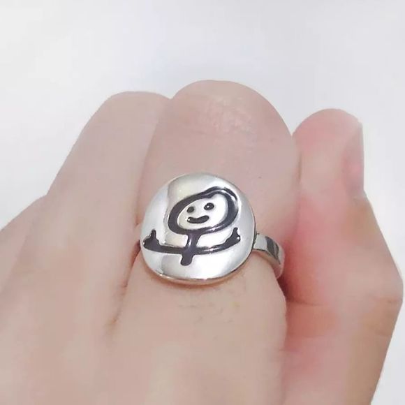 botique | Jewelry | Silver Titanium Doodle Guy Flipping The Bird Middle ...